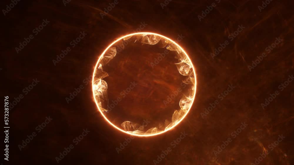 Fire geometric circle on a dark background. Easy to add lens flare ...
