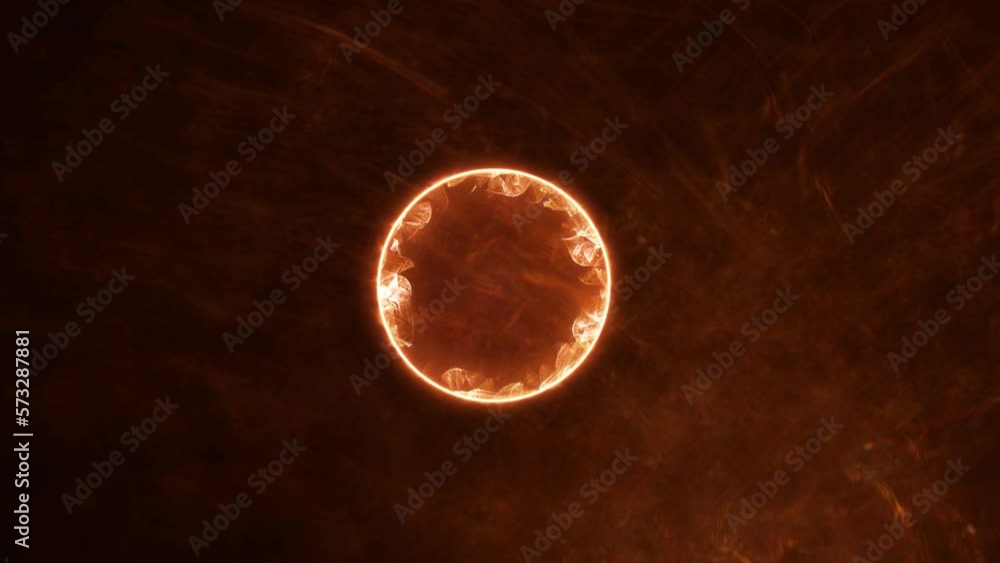 Fire geometric circle on a dark background. Easy to add lens flare ...