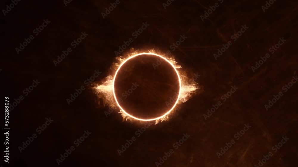 Fire geometric circle on a dark background. Easy to add lens flare ...