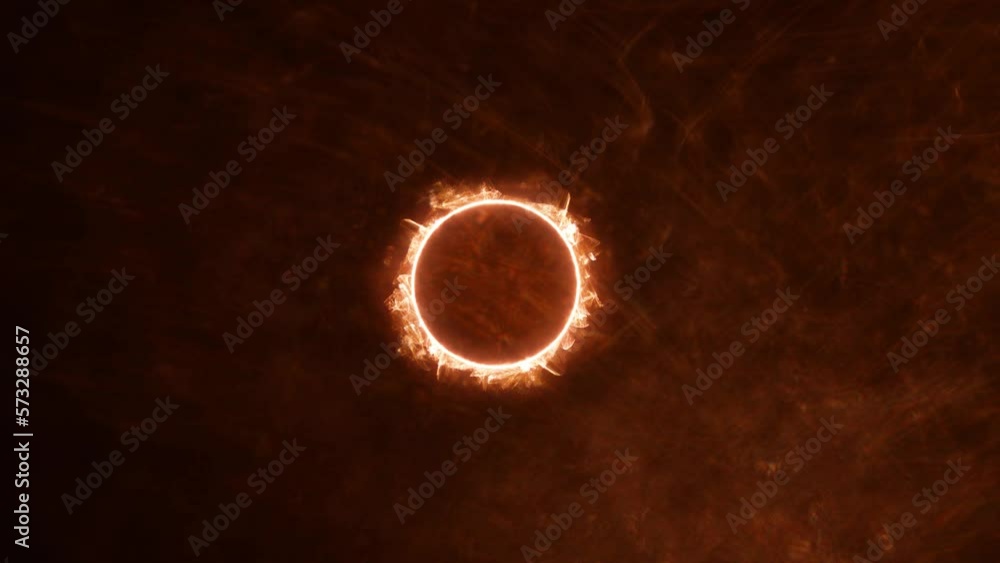 Fire geometric circle on a dark background. Easy to add lens flare ...
