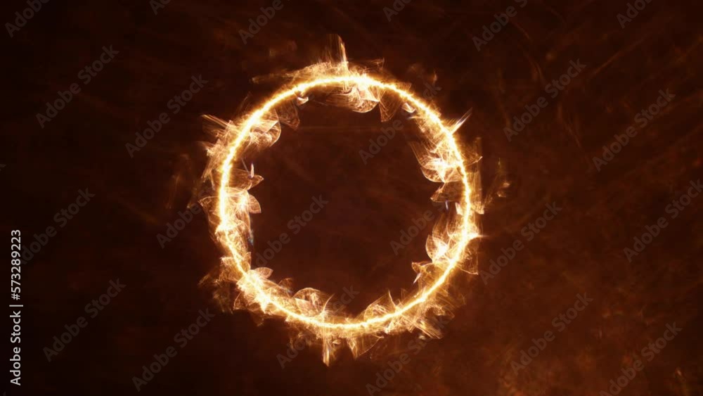 Fire geometric circle on a dark background. Easy to add lens flare ...