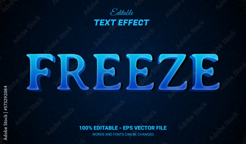 freeze 3d text effect with blue ice theme. Stock Vector | Adobe Stock