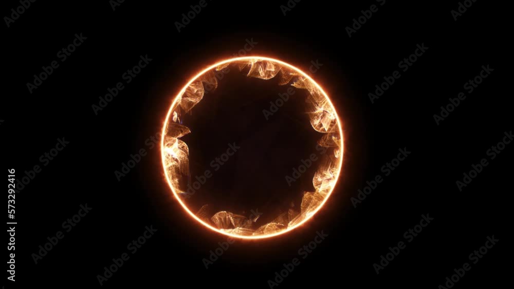 Fire geometric circle on a dark background. Easy to add lens flare ...
