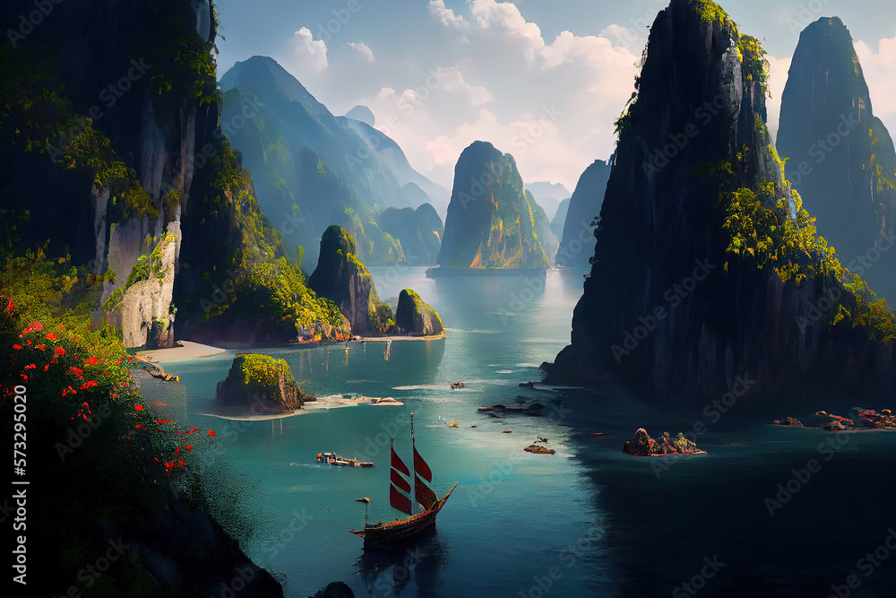 Most Beautiful place in Ha Long Bay, Vietnam, Costa Rica, realistic ...