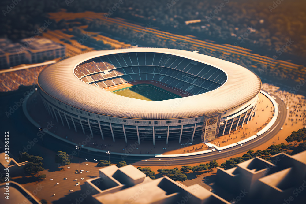 Big sport arena for football and soccer stadium with green grass ...