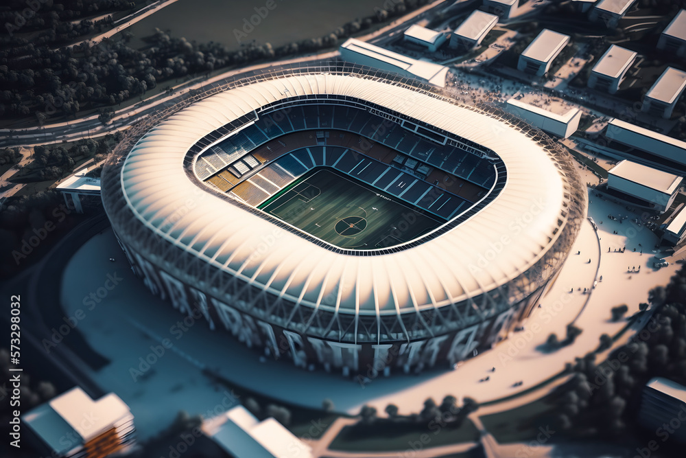 Big sport arena for football and soccer stadium with green grass ...