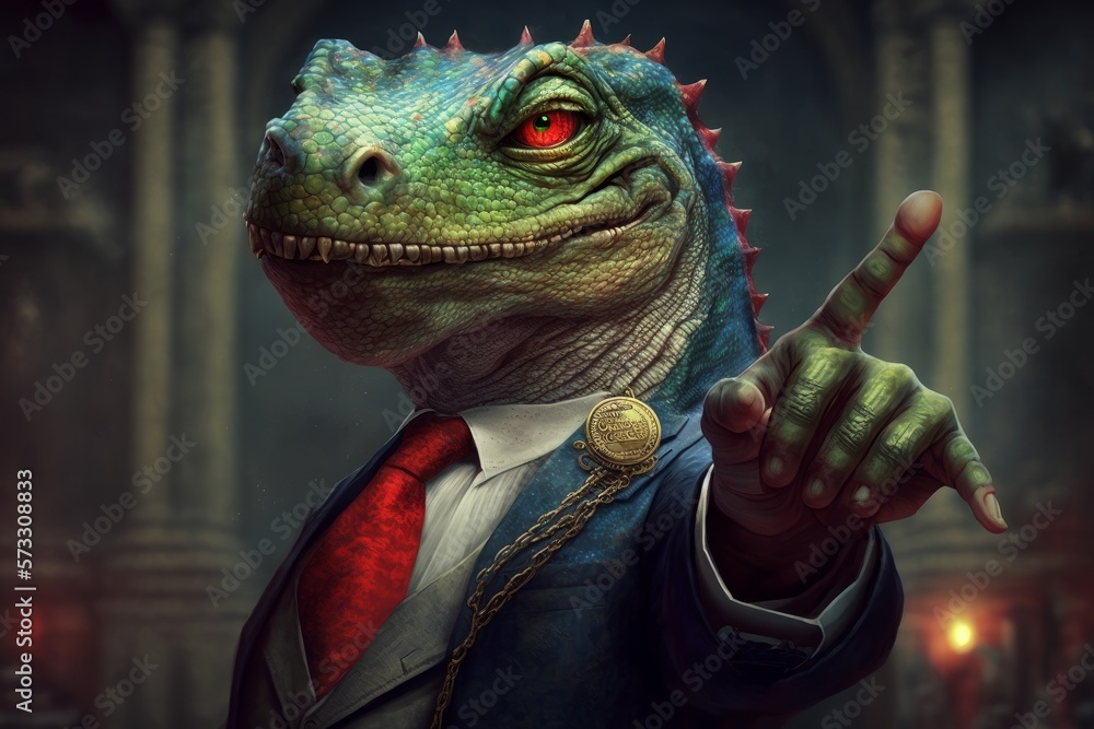 Freemason reptiloid alien humanoid pointing his finger. Conspiracy ...