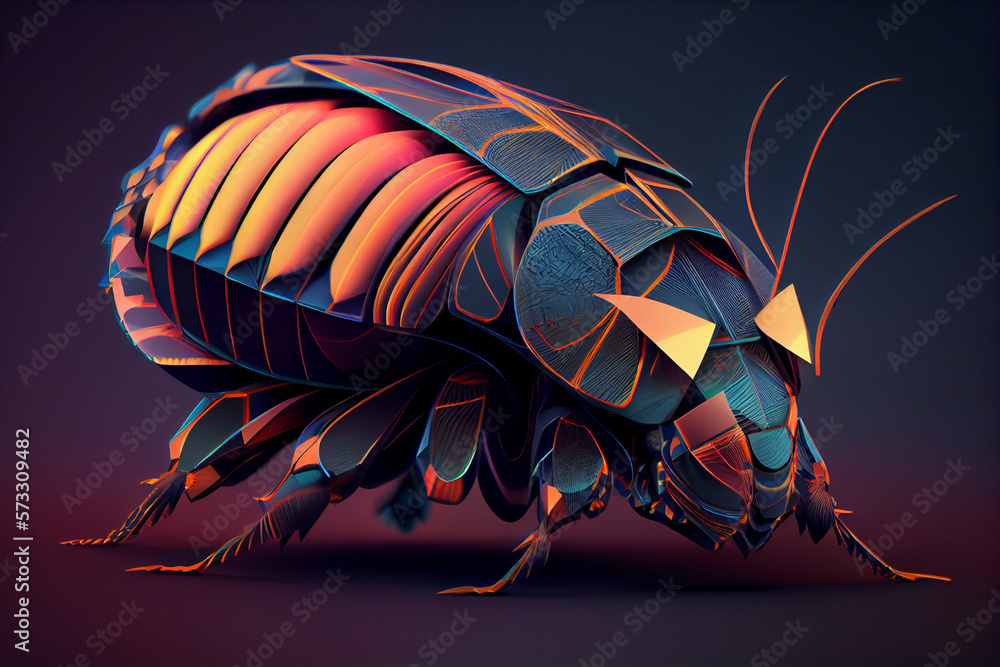 Beautiful abstract surreal geometric hissing cockroach concept ...