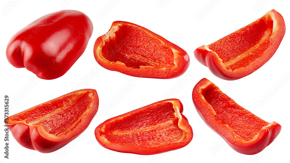 sweet Pepper slice, Paprika, isolated on white background, full depth ...