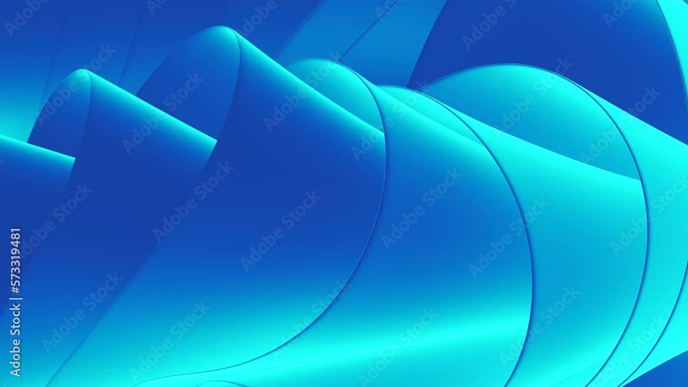 Abstraction blue gradient cgi surfaces curled in layers moving closer ...