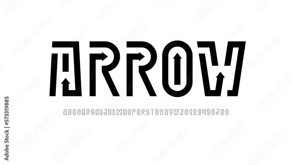 Digital font alphabet from segment line, lines technology style letters ...