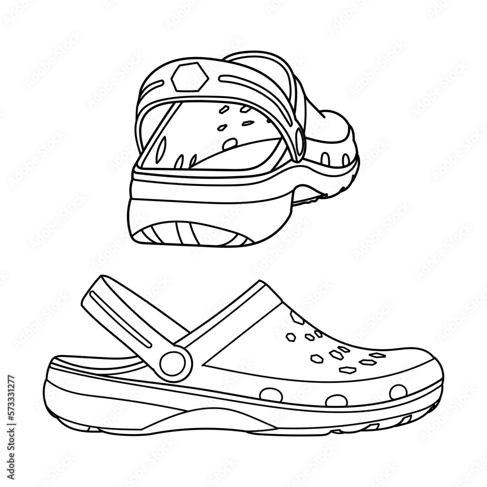 Ivano-Frankivsk, Ukraine - 16 May: Hand drawn Crocs detailed flip flop ...