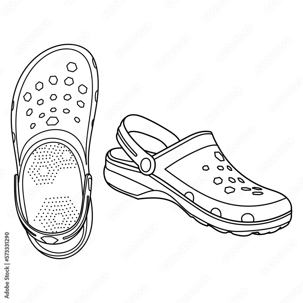 Ivano-Frankivsk, Ukraine - 16 May: Hand drawn Crocs detailed flip flop ...