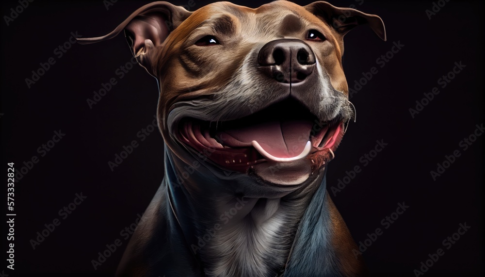 Smiling and friendly Staffy dog breed portrait. Generative ai ...