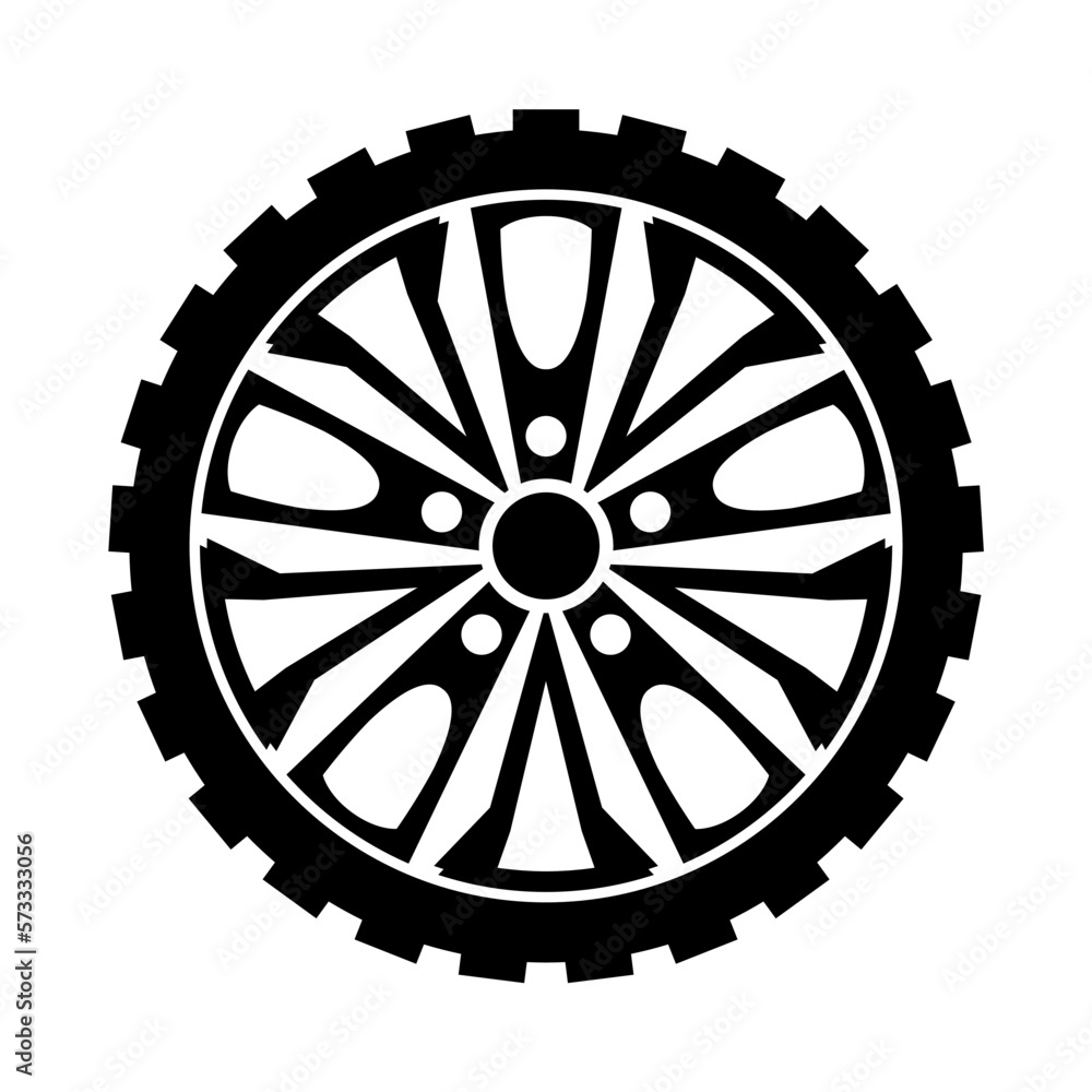 Wheel of the car vector illustration, Tire car simple object transport ...
