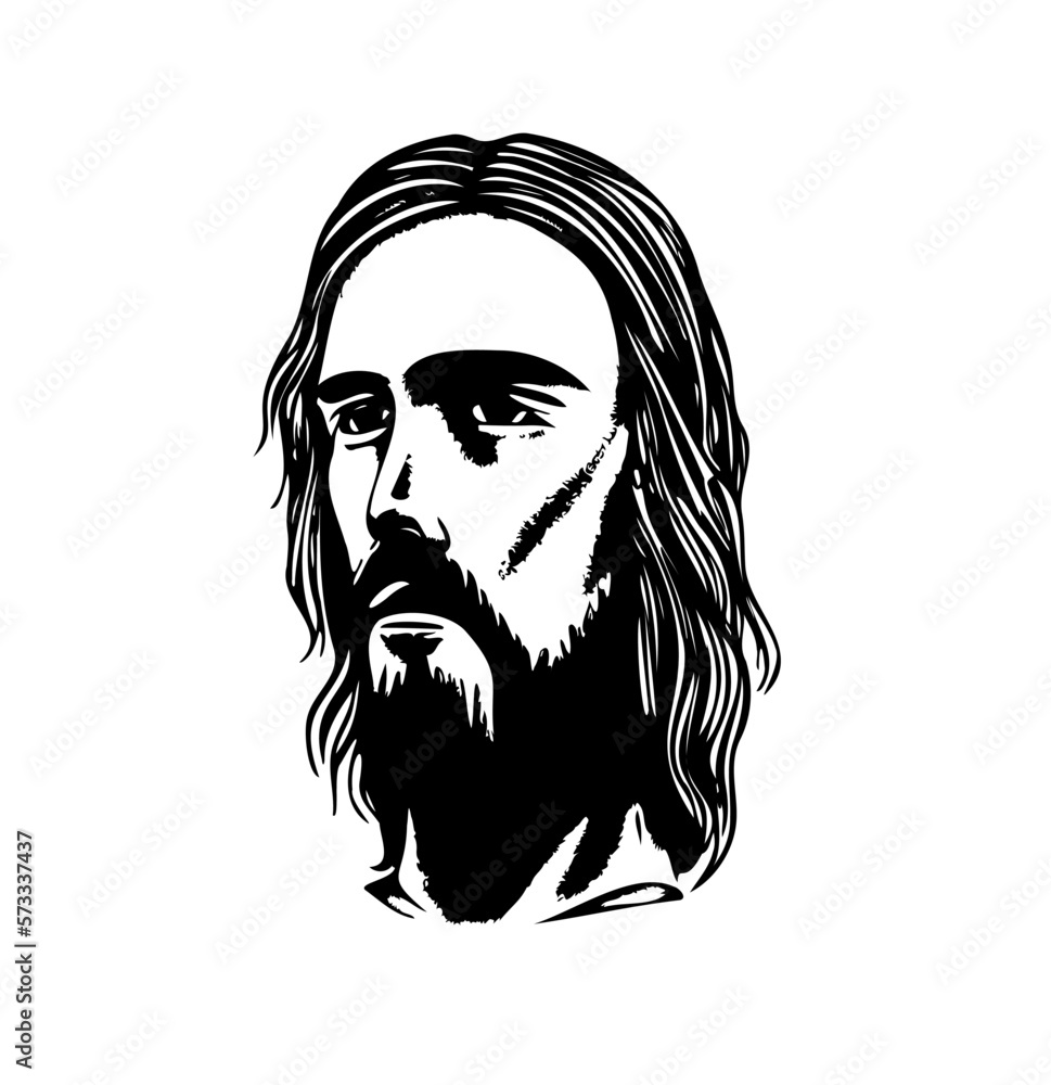 Jesus Christ Head Vector, Jesus Face Tattoo, Jesus Head Design Stock ...