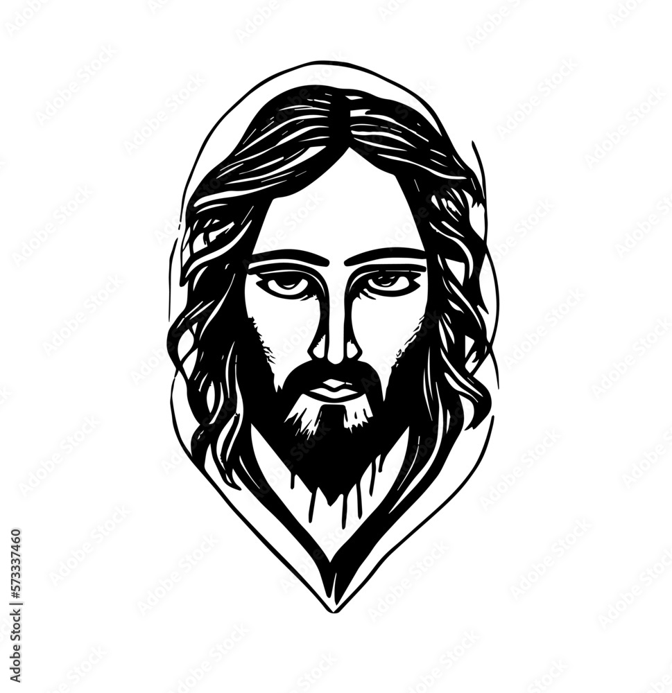 Jesus Black Vector, Jesus Head Symbol, Jesus Artwork Stock Vector ...
