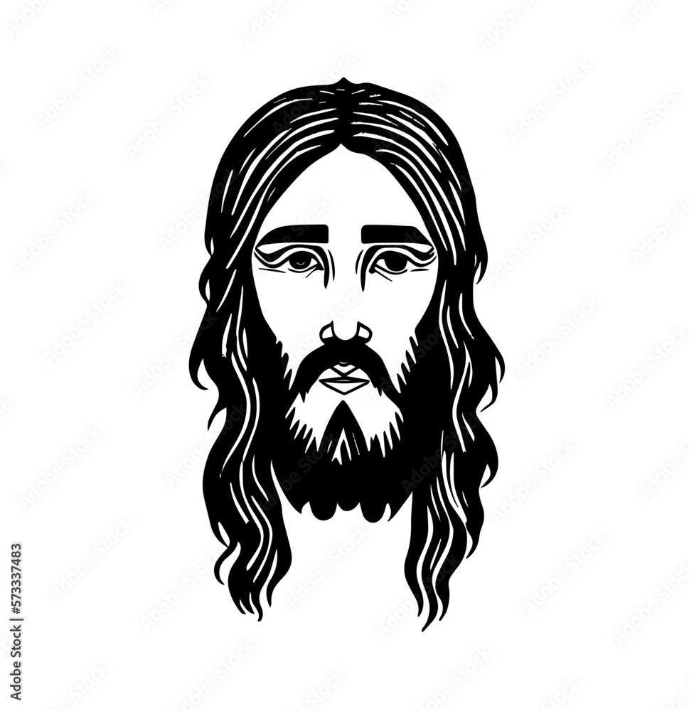 Jesus Black Vector, Jesus Head Symbol, Jesus Artwork Stock Vector ...