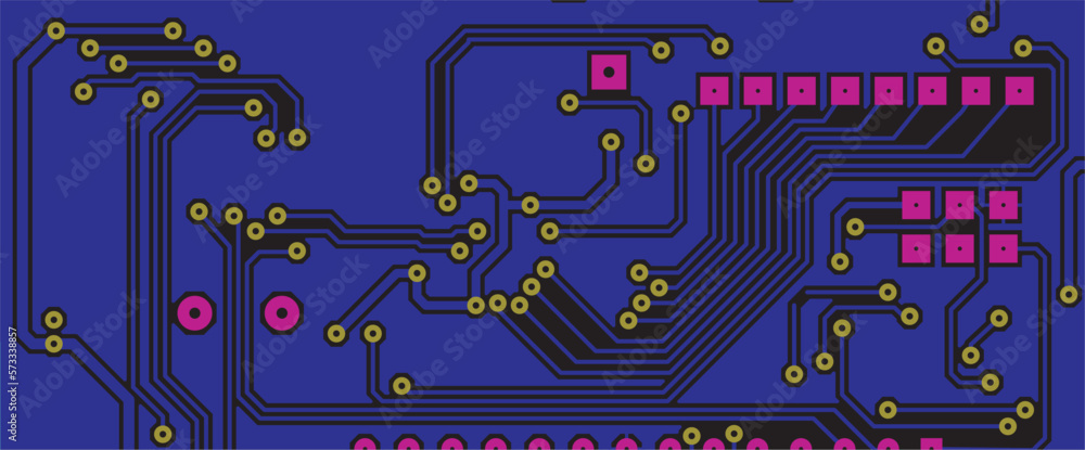 Tracing the conductors of a multilayer printed circuit board. Vector ...