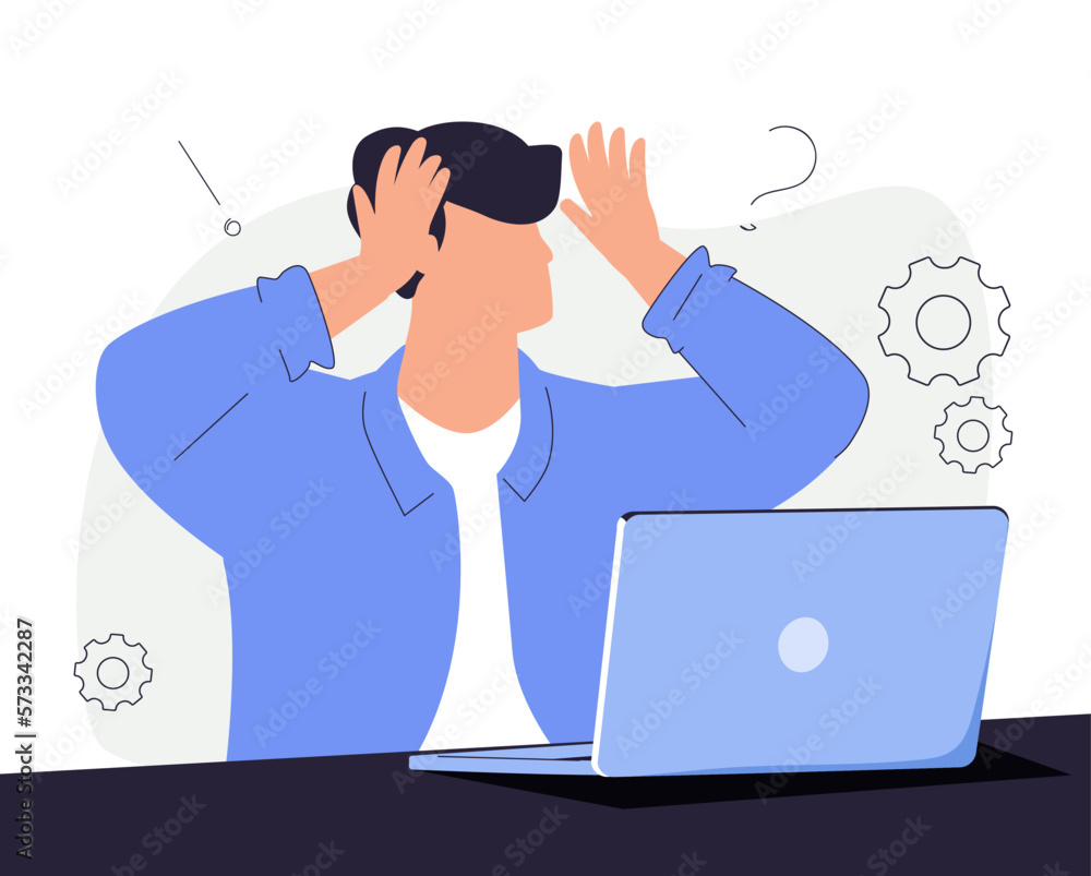 Software problems isolated cartoon vector illustrations. Angry man has ...