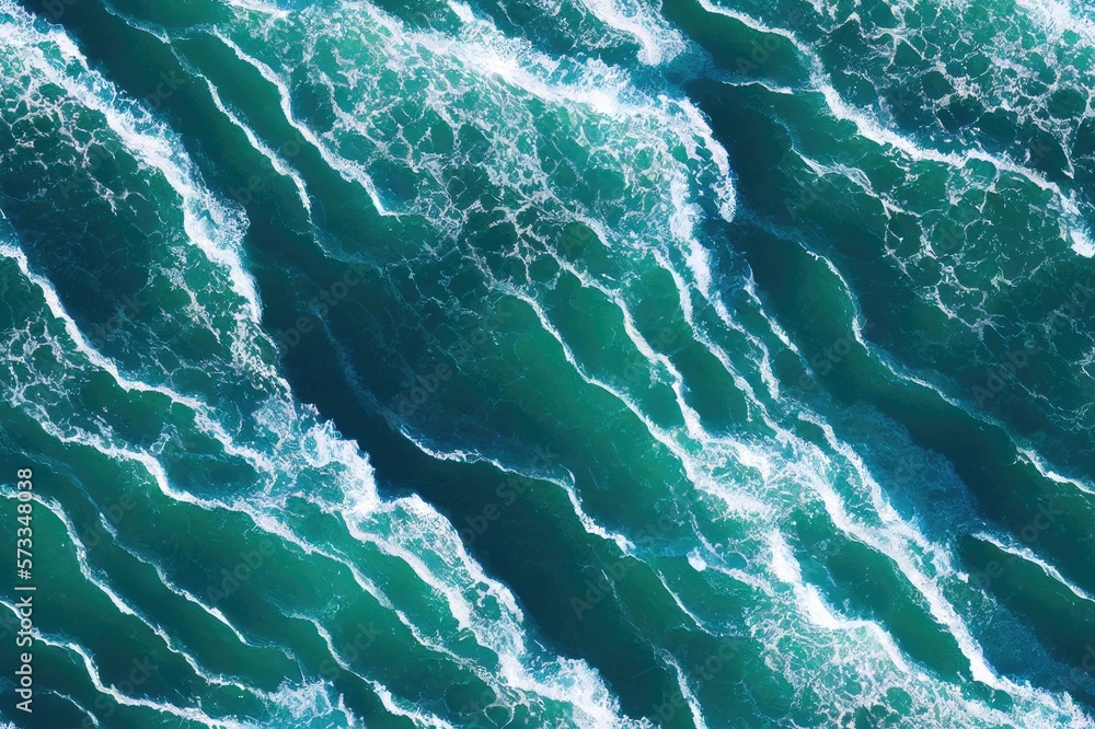 Blue Aqua Azure Ocean Sea Waves and Swirling Water Seamless Repeating ...