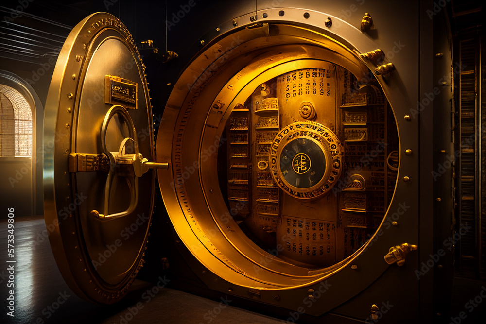 Bank vault with open door. Store Gold bar, inside in Gold vault money ... Bank vault with open door. Store Gold bar, inside in Gold vault money ...