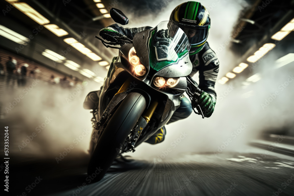 Superbike motorcycle on the race track, dynamic concept art ...