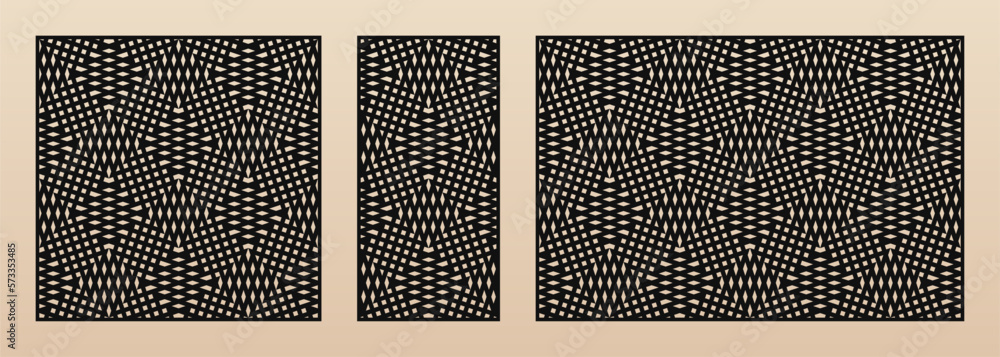 Decorative panels for laser cutting. Cutout silhouette with abstract ...