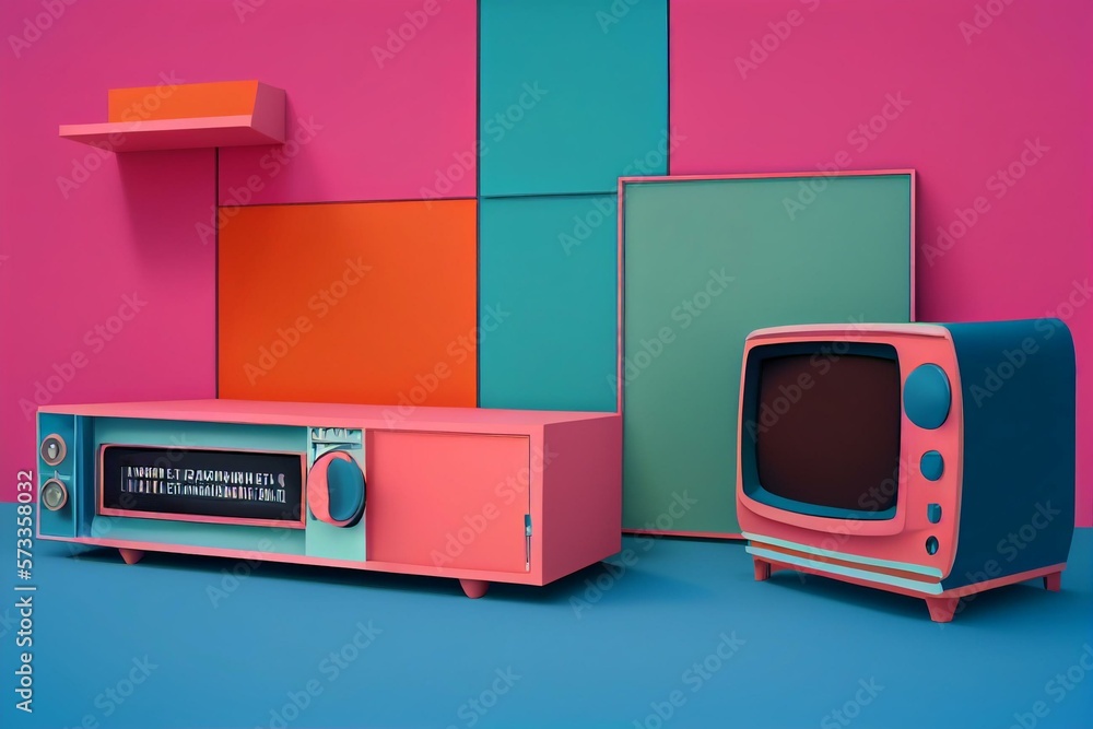 Orange or pink television entertainment vintage tv blue green pastel ...