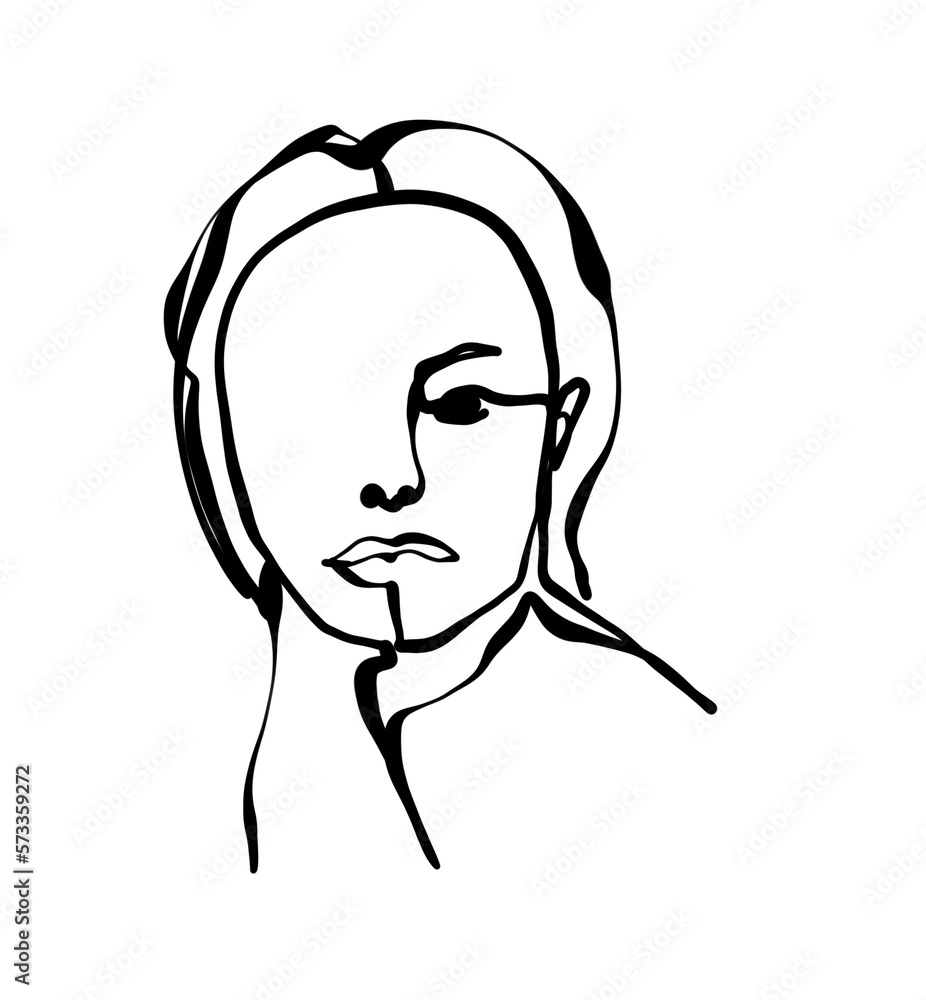 Abstract female line drawing, continuous line art abstract drawing ...