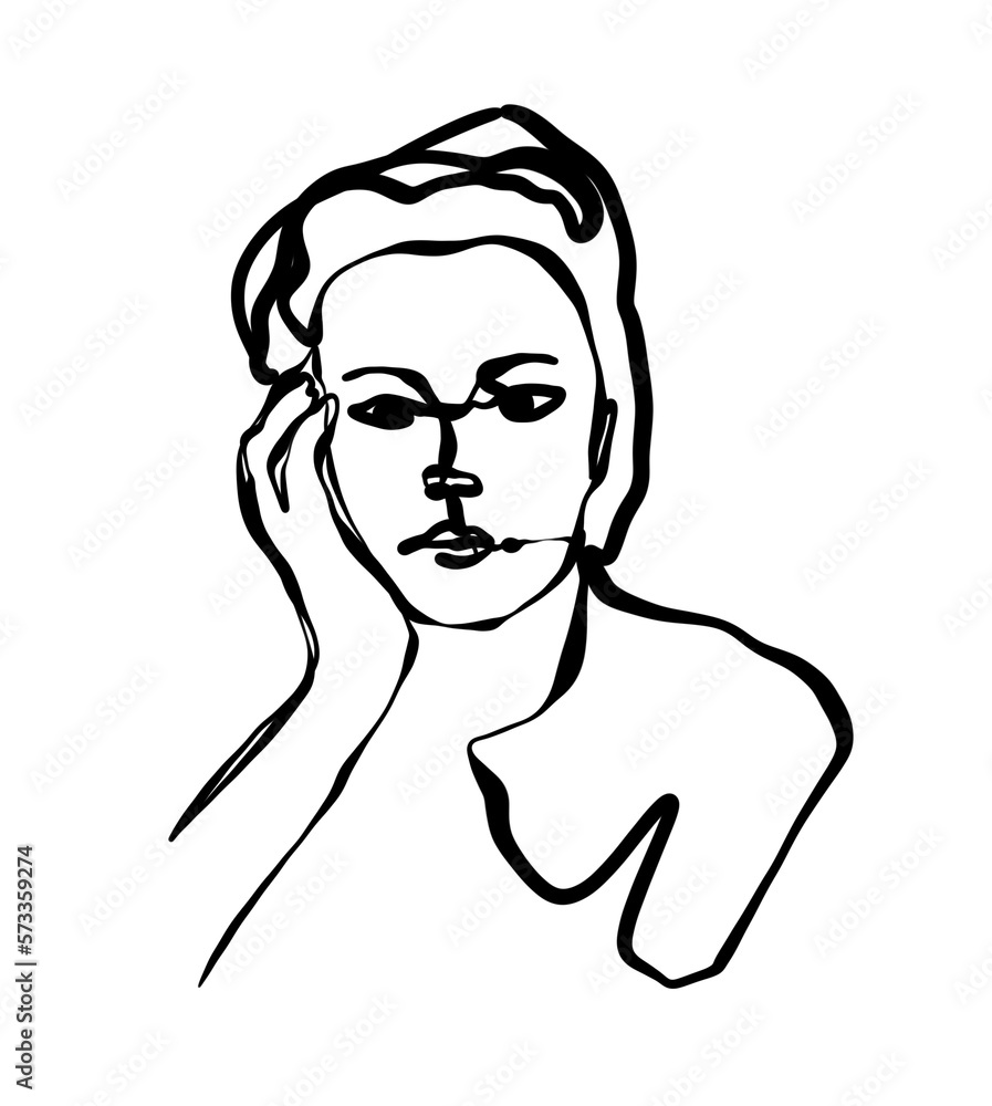 Abstract female line drawing, continuous line art abstract drawing ...