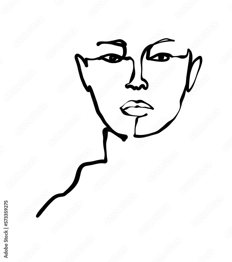 Abstract female line drawing, continuous line art abstract drawing ...