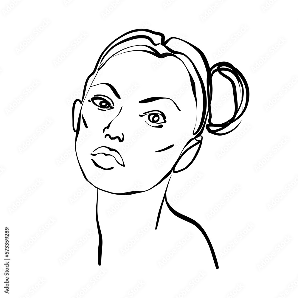 Abstract female line drawing, continuous line art abstract drawing ...