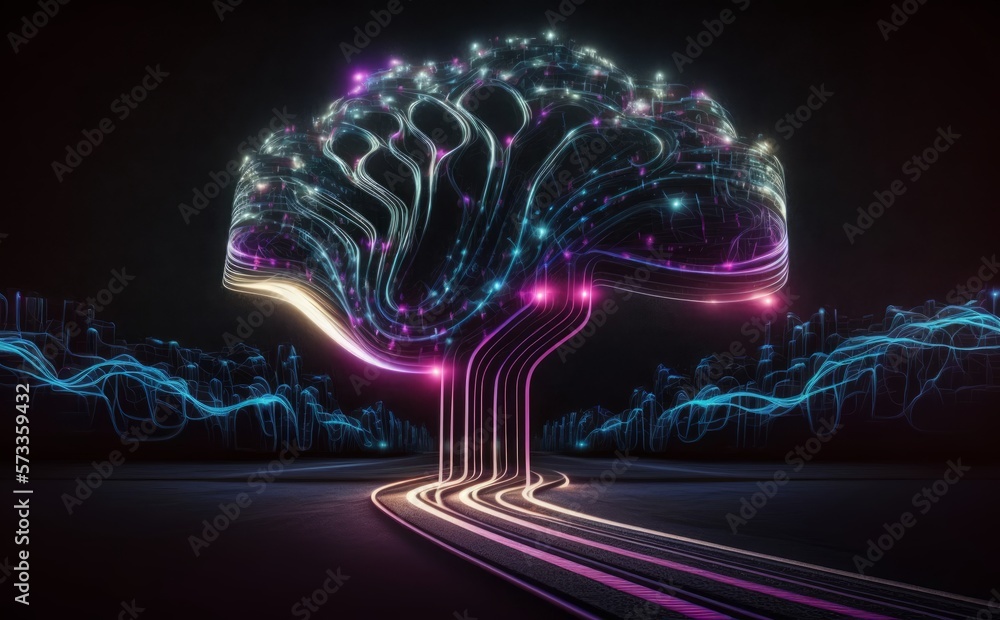 Rendering of abstract highway path forming into the shape of human ...