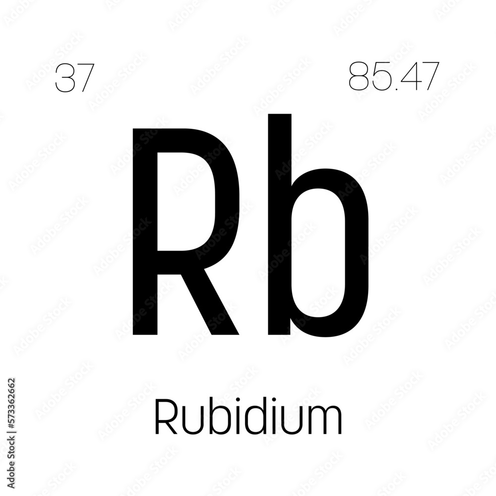 Rubidium, Rb, periodic table element with name, symbol, atomic number ...