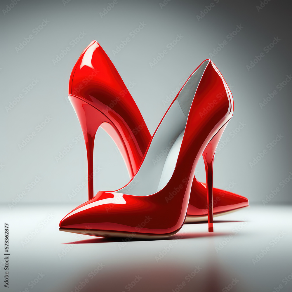 Close up of red high heels classic woman footwear. Red high heel women ...