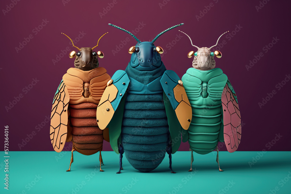Group studio portrait of body-positive bugs in the clo, concept of ...
