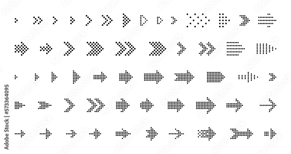 dot arrow vector set. points arrow collection of direction arrows ...