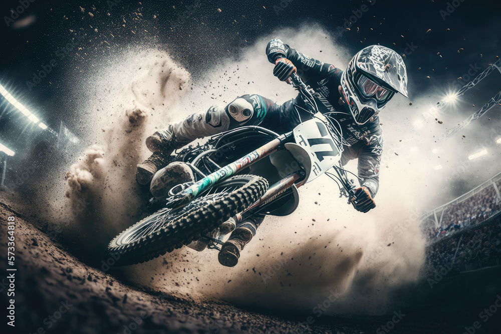 Extreme motocross on the stadium dynamic concept art, motorcycle sport ...
