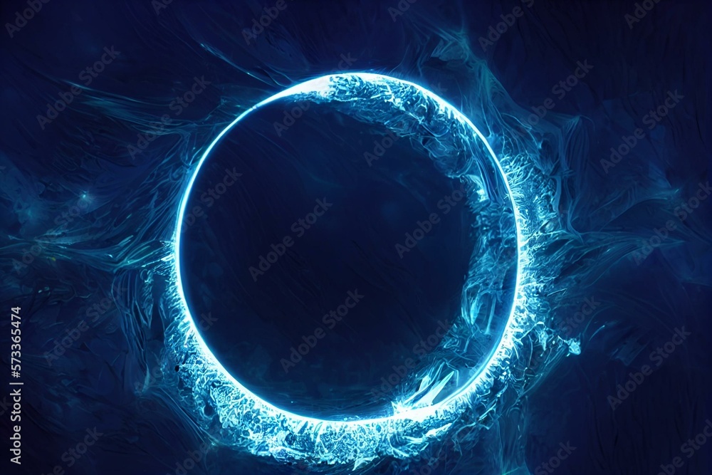 Abstract blue plasma ring. The energy explosion creates a captivating ...