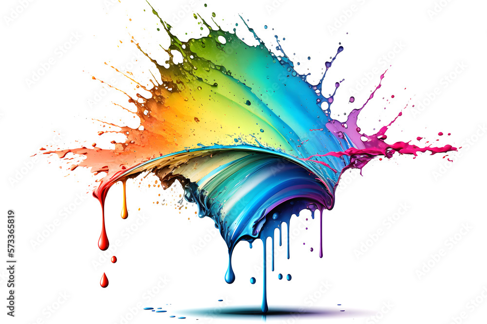 Abstract paint color splatter isolated on white background. Bunch of ...