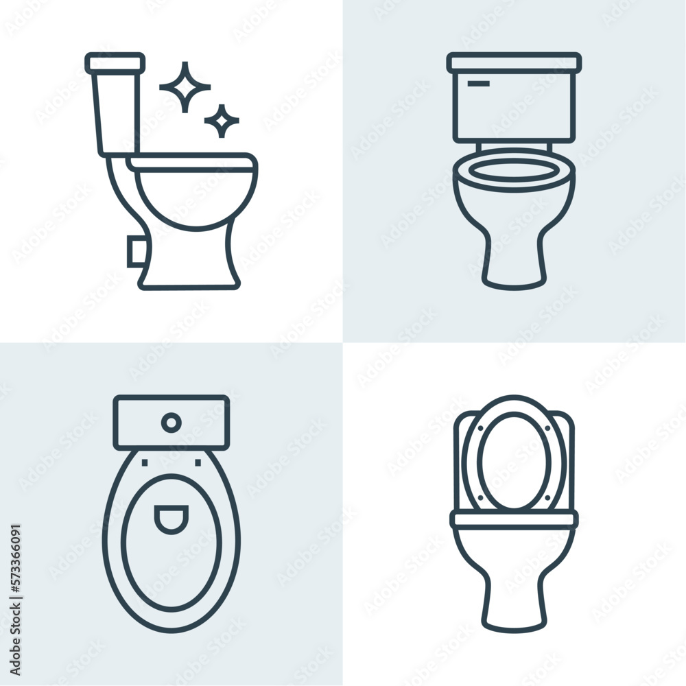 Toilet line icon bowl sanitaryware vector bathroom. Bidet toilet line ...