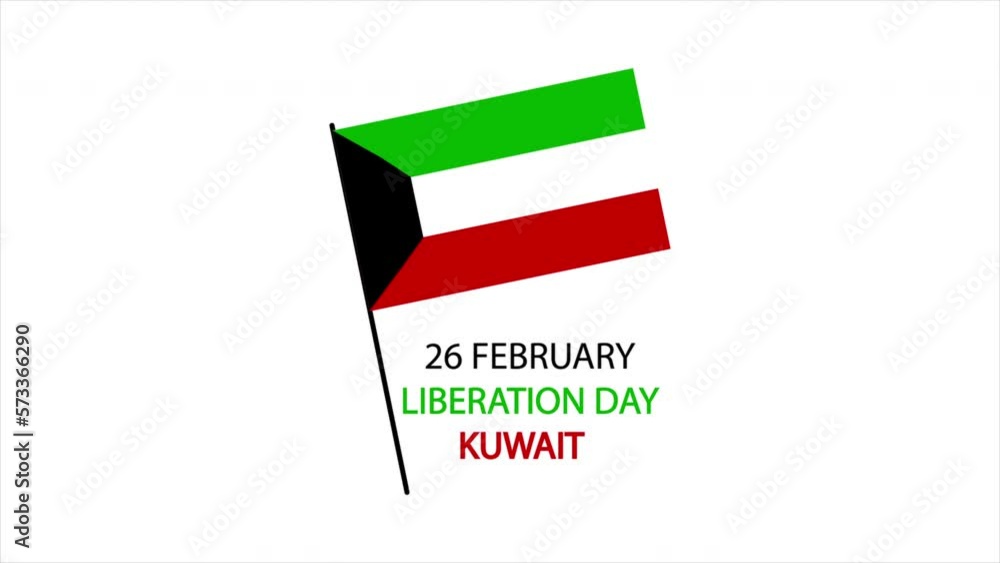 Kuwait liberation day flagpole, art video illustration. Stock 비디오 ...