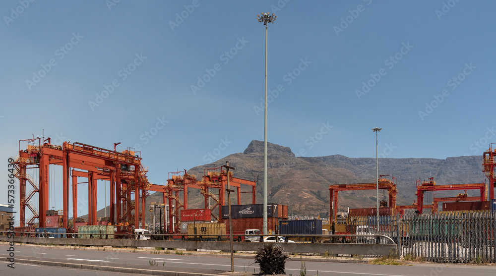 Cape Town South Africa. 2023. Container terminal gantry's on the ...