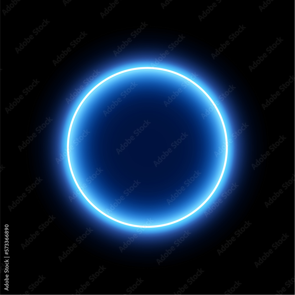 Neon light frame box line circle background. Led neon glow vector shape ...