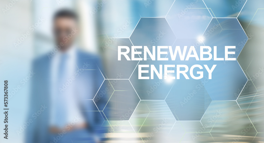 Renewable, sustainable development concept. Business representative ...