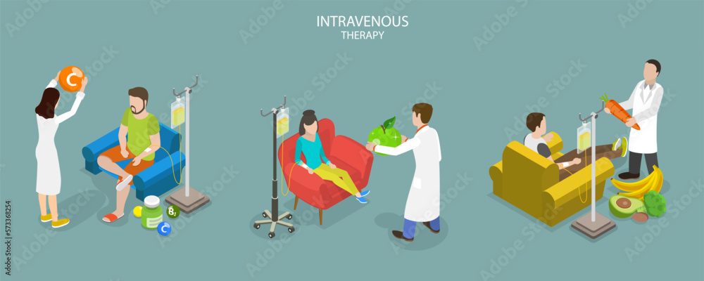 3D Isometric Flat Vector Conceptual Illustration of Intravenous Therapy ...