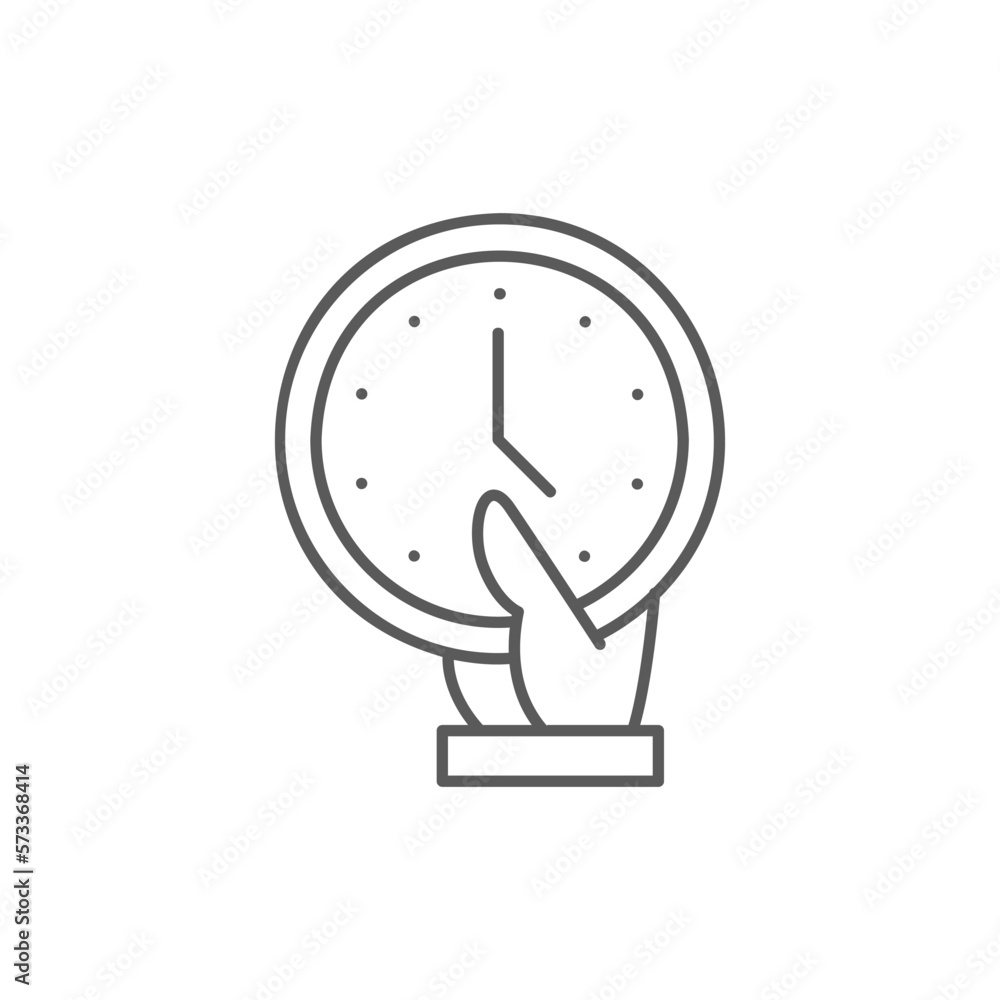 Hand holding clock, save the time lineal icon. Time management symbol ...