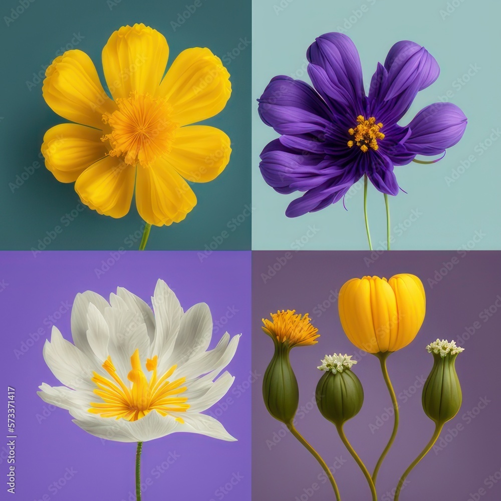 Montage of spring flowers. Mosaic, patchwork, tiles concept. For Social ...