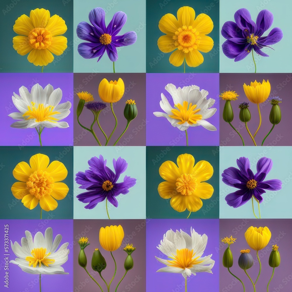 Montage of spring flowers. Mosaic, patchwork, tiles concept. For Social ...